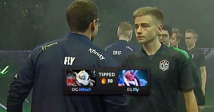 N0tail типнул Fly в конце выигранной карты против Evil Geniuses